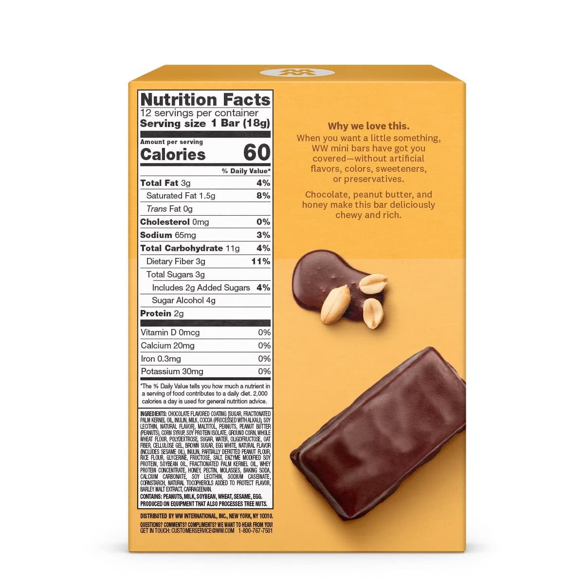 WW Mini bar de pastel de mantequilla de maní de chocolate barra de ...
