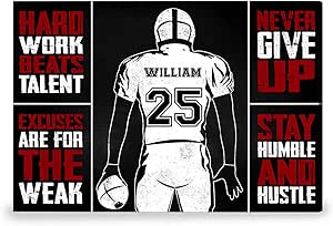 Amazon.com: Personalized Hard Work Beat Talent Football Poster/Canvas ...