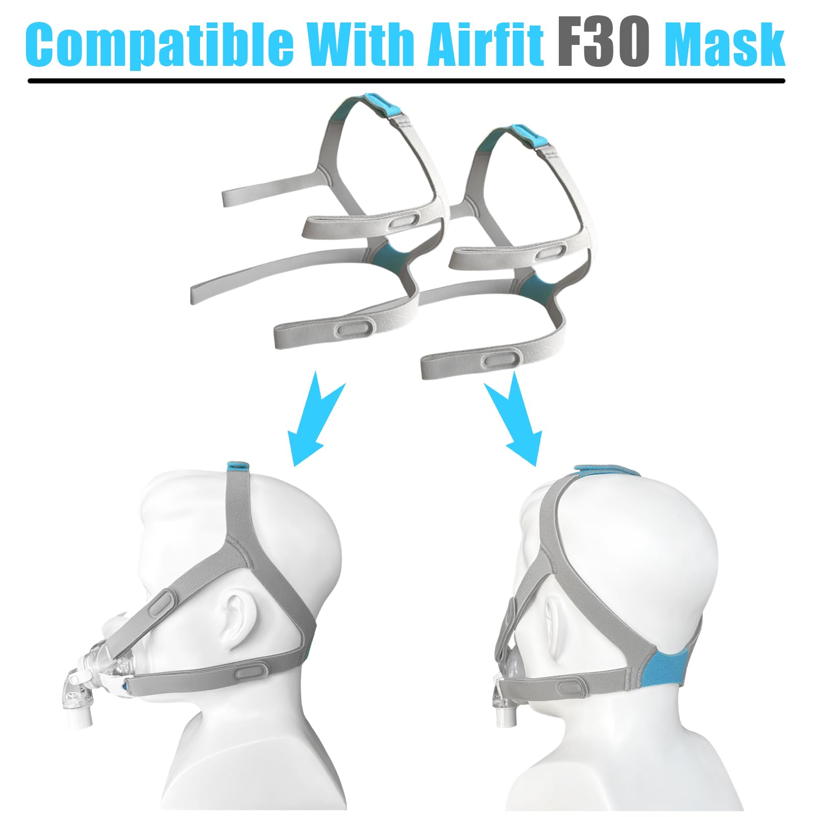 Snapklik.com : GJX 2 Packs Replacement Headgear Straps For Airfit F30 ...