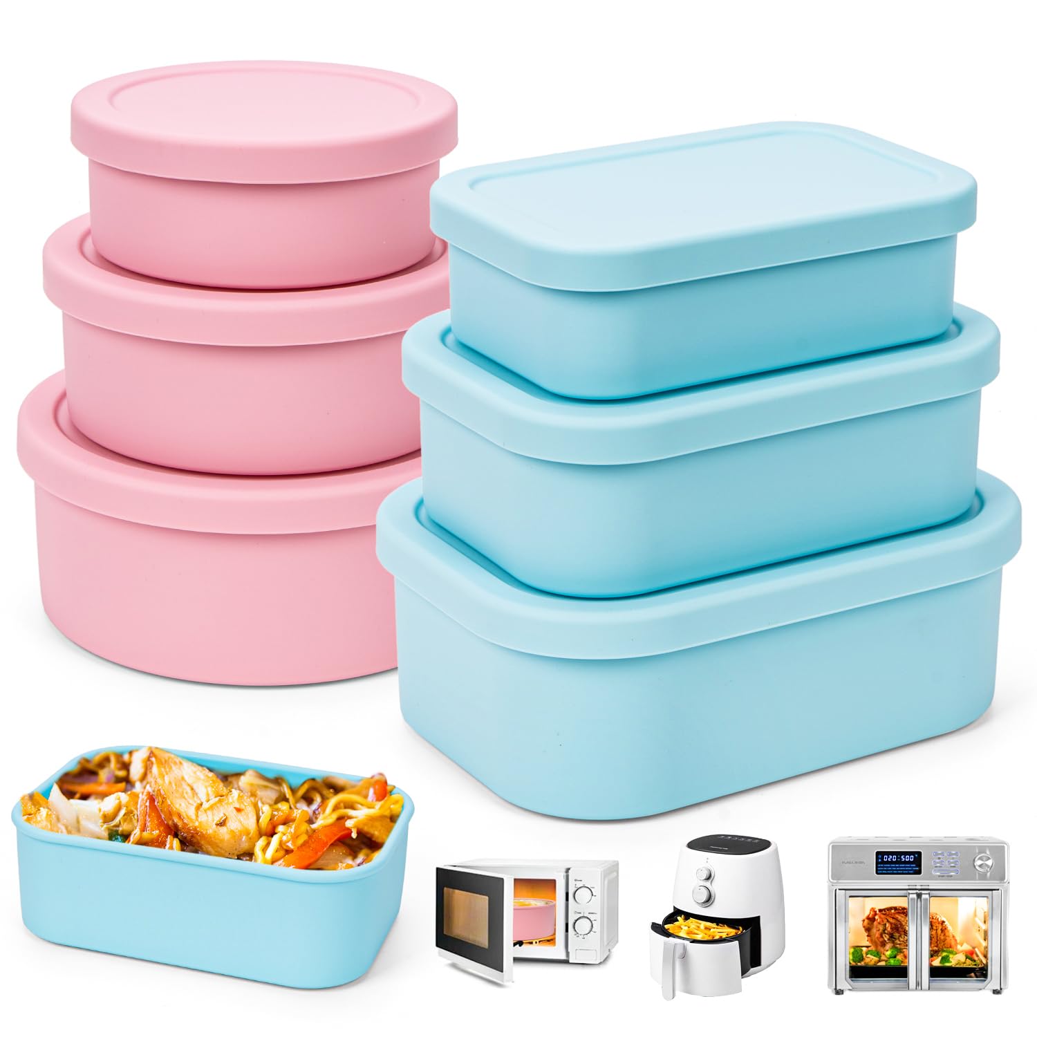 Amazon.com: Nesting 100% Silicone Food Storage Containers with Lid ...