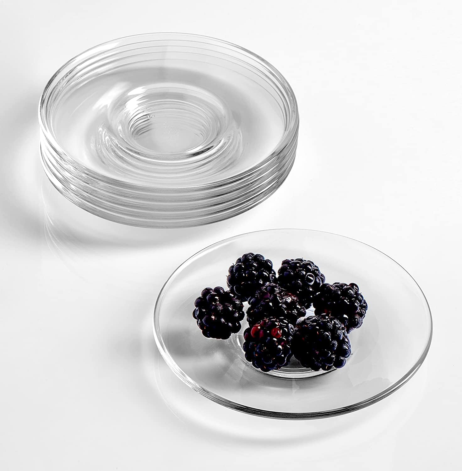 Amazon.com | Biandeco Glass Plate Saucers Set of 6, Round Coaster Set ...