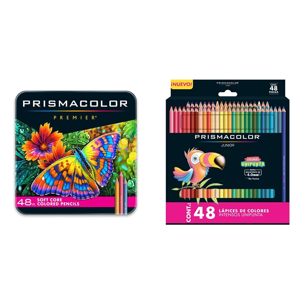 Prismacolor 3598T Premier Colored Pencils, Soft Core, 48 Pack + Colores ...