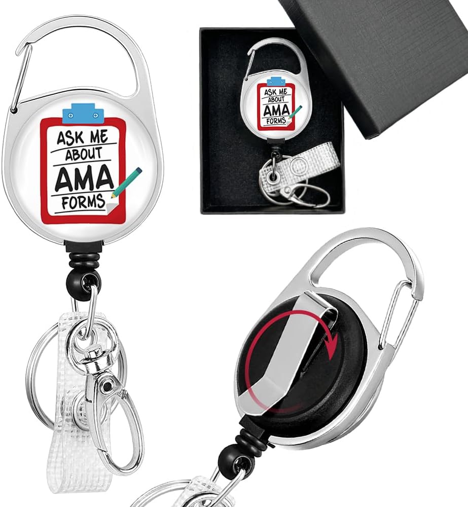 Amazon.com : Cusrtyh,Ask Me About AMA Forms,Retractable ID Card Badge ...