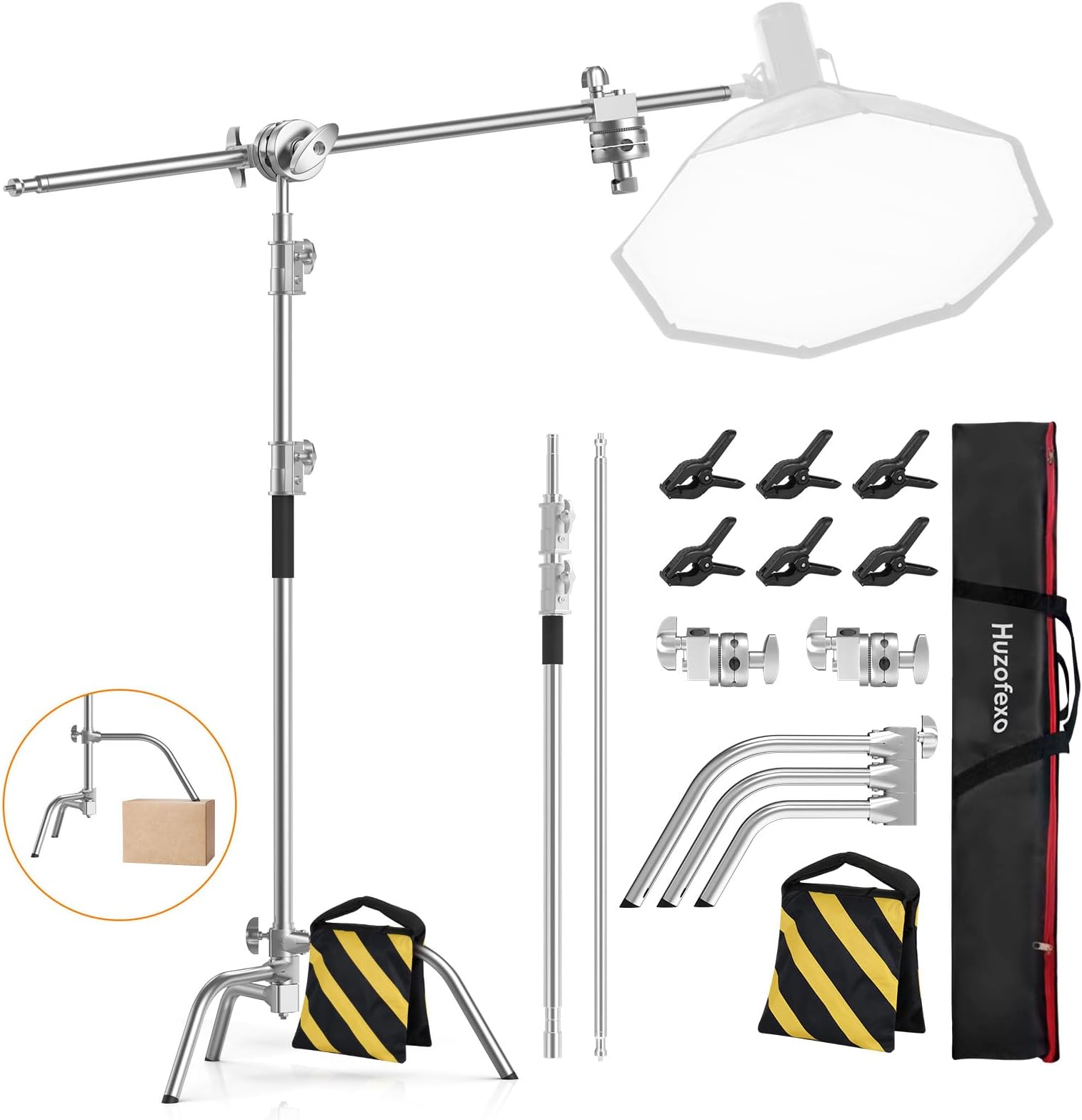 Amazon.com : C Stand with Boom Arm - Heavy Duty Photography Light Stand ...