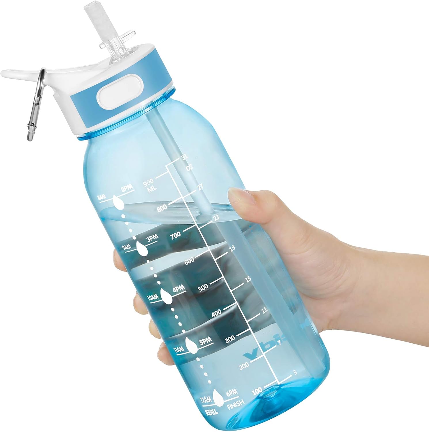 Water Bottle, 1 Litre Water Bottle with Straw and Handle BPA-Free ...