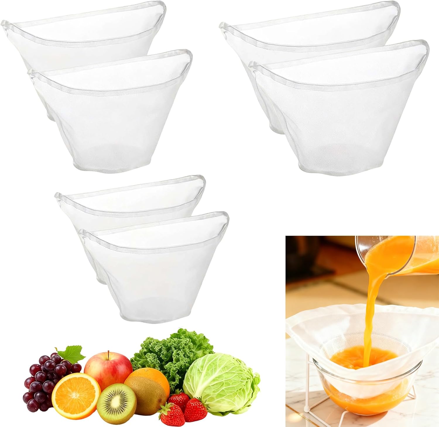 Amazon.com: 6PCS Cheese Cloth Filling Squeeze Nylon Bags, Bowl-shaped ...