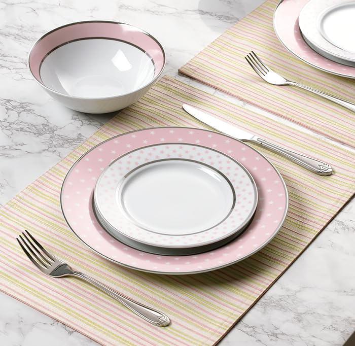 Waterside - 12pc Pink Star Dinner Set : Amazon.co.uk: Home & Kitchen