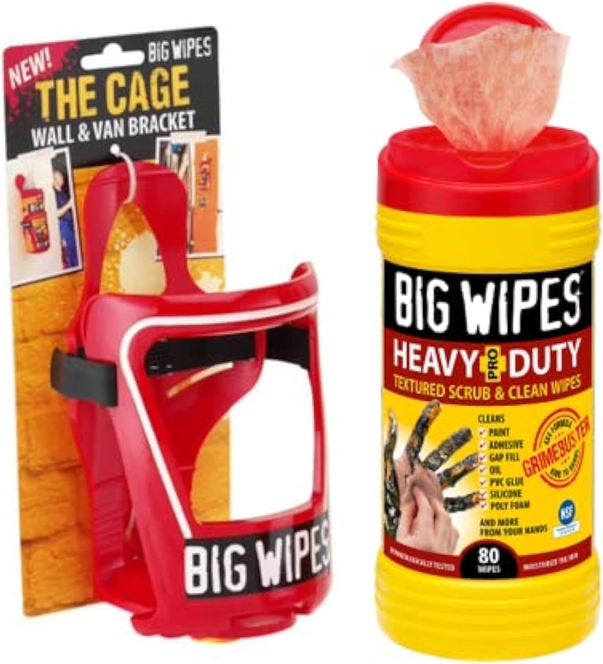 BIG WIPES COMBINATION HEAVY DUTY PRO+ 80 WIPE CANNISTER & THE CAGE WALL ...