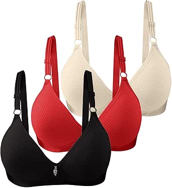 Deep V Bras for Women No Underwire Push Up Adjustable Straps 3 Pack T ...