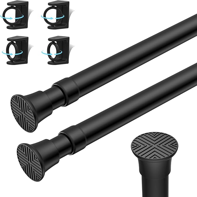 Amazon.com: 2PCS Spring Tension Curtain Rods 23 to 48 Inch Black ...