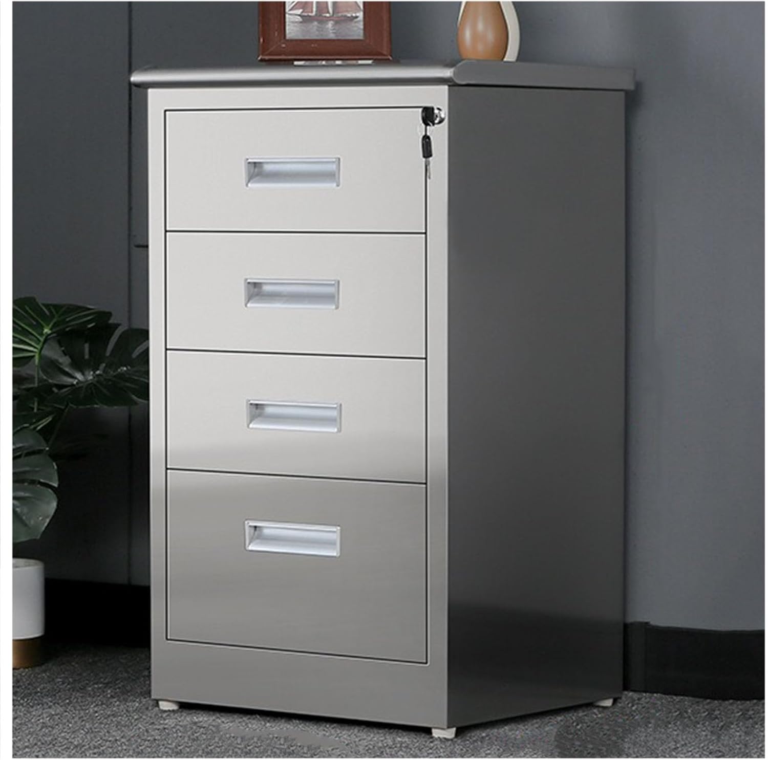 Amazon.com: Stainless Steel File Cabinet with Lock, Under Desk Mobile ...