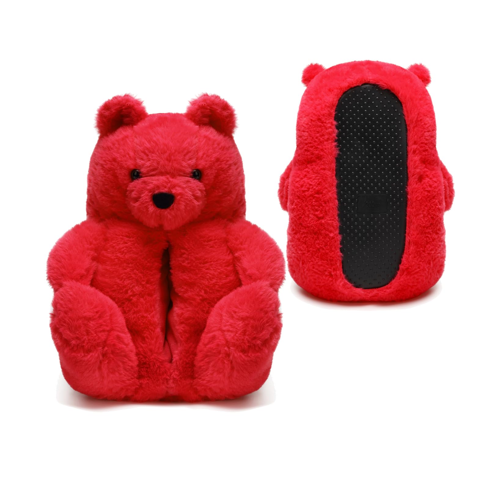 Amazon.com | Women's Teddy Bear Slippers Red Cute House Bedroom ...