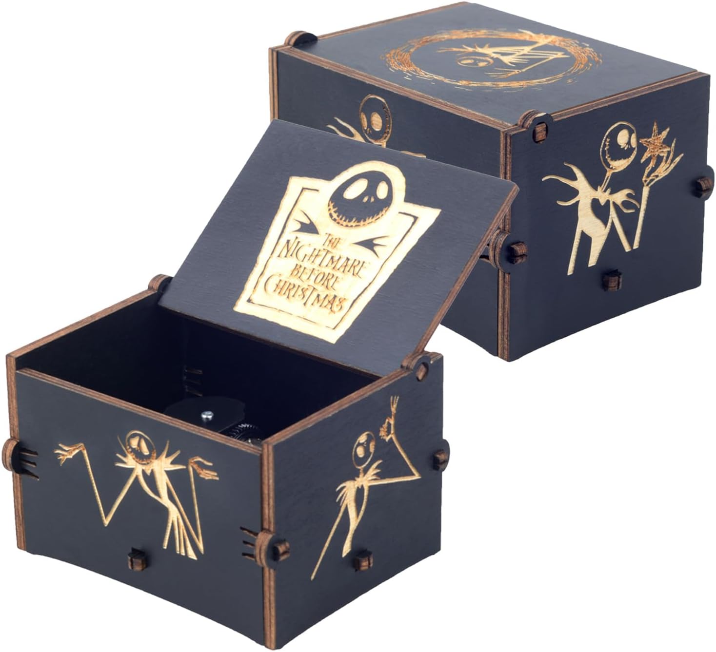 Amazon.com: ROSIKING Wooden Book Music Box Hand Crank Antique Carved ...