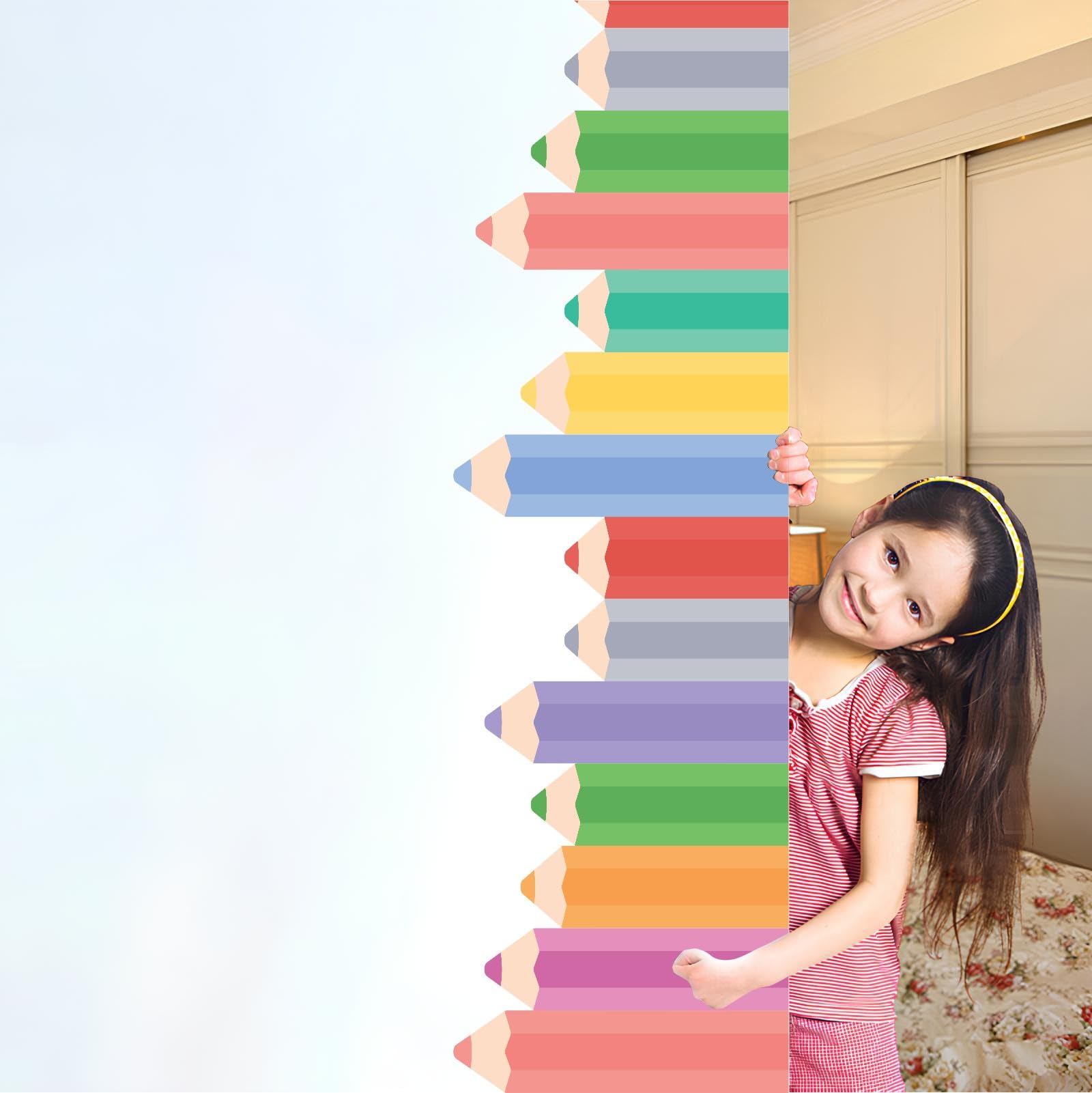 Amazon.com: Kasubeso Colorful Pencils Wall Stickers, Rainbow Penceils ...