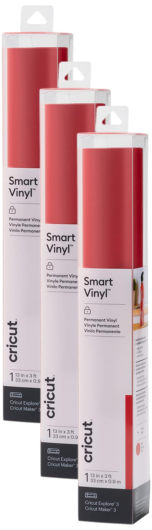 Snapklik.com : Cricut Smart Permanent Vinyl, Red - 3-Pack Of 3ft Rolls ...