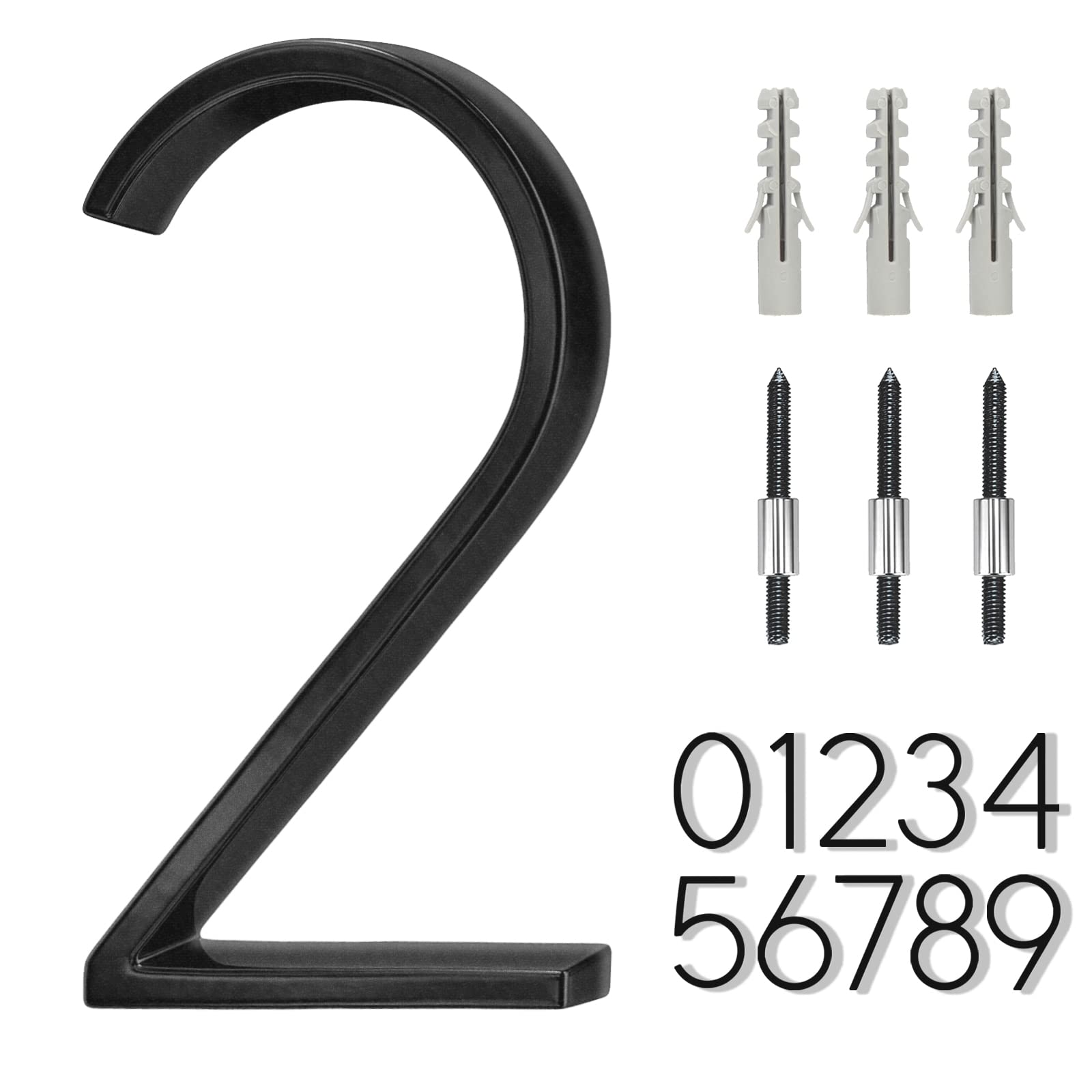 Amazon.com: 6" Stainless Steel Floating House Number 2, Metal Modern ...