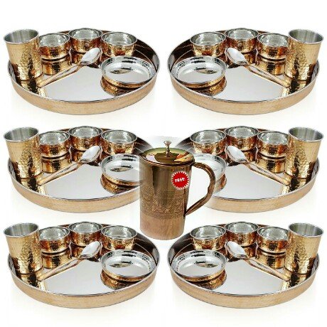 Buy Indian Dinnerware Stainless Steel Copper Traditional Thaliset ...