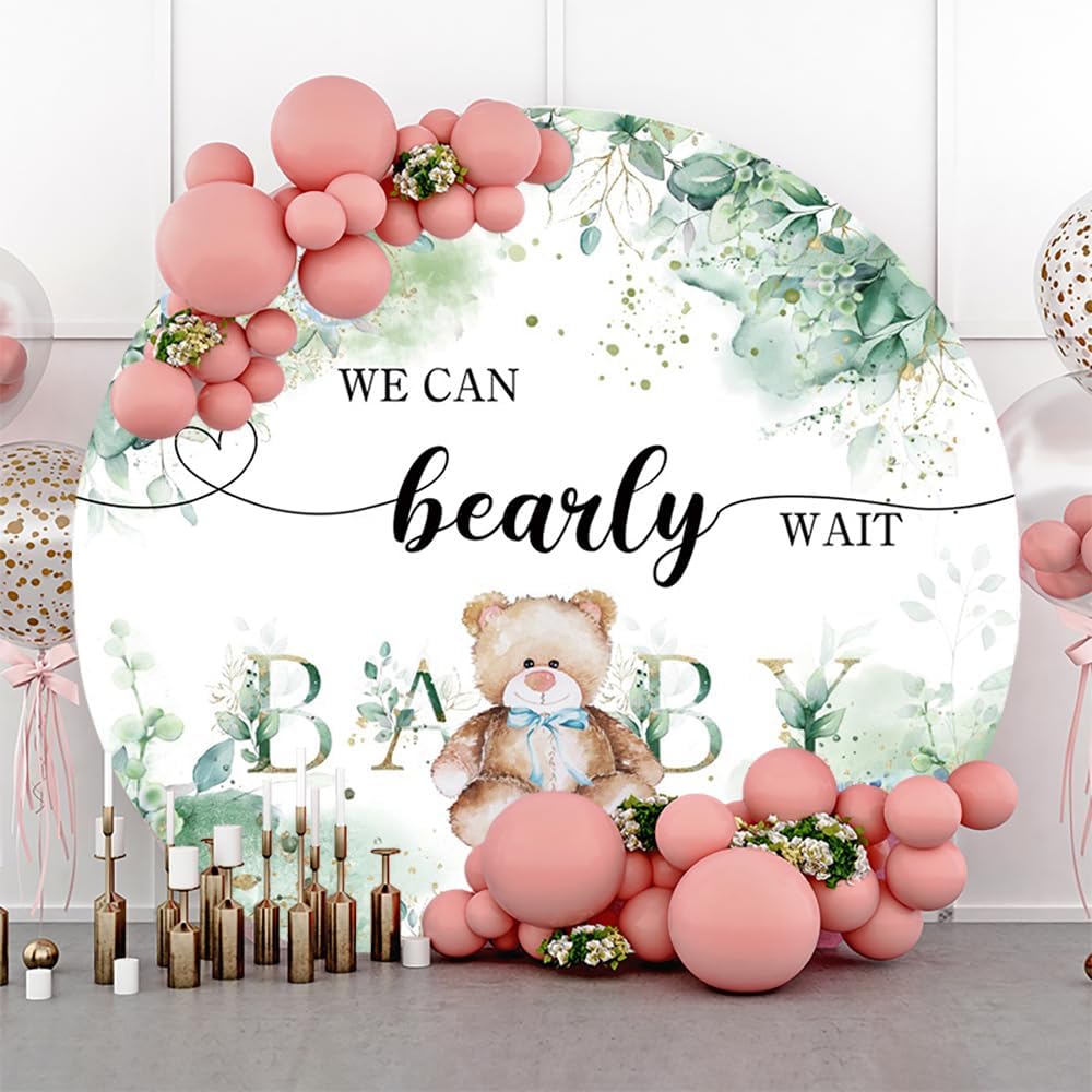 Amazon.com : AOFOTO 7.2x7.2ft We Can Bearly Wait Round Bear Backdrop ...