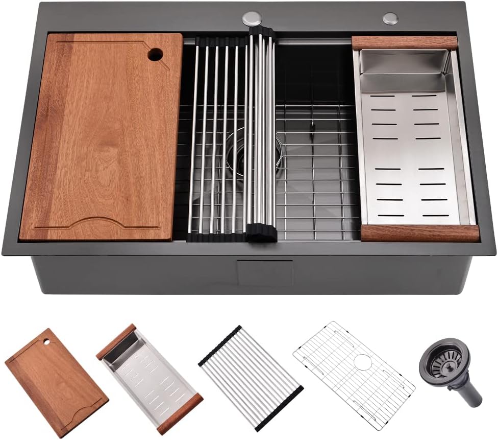 304 Stainless Steel Handmade Kitchen Sink Multi-Purpose Waterfall Bar ...