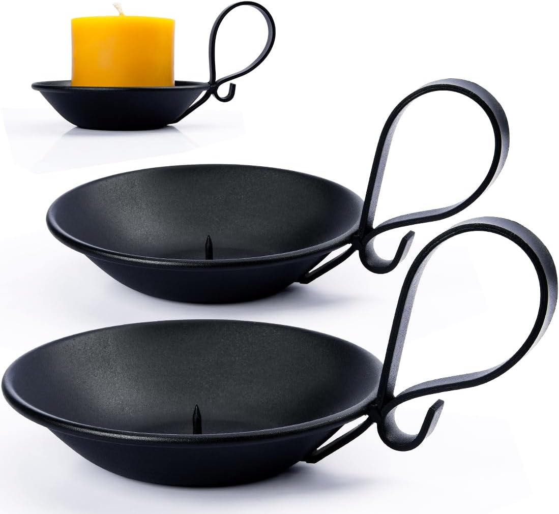 Amazon.com: AGLARY 2PCS Matte Black Iron Pillar Candle Holders, with ...