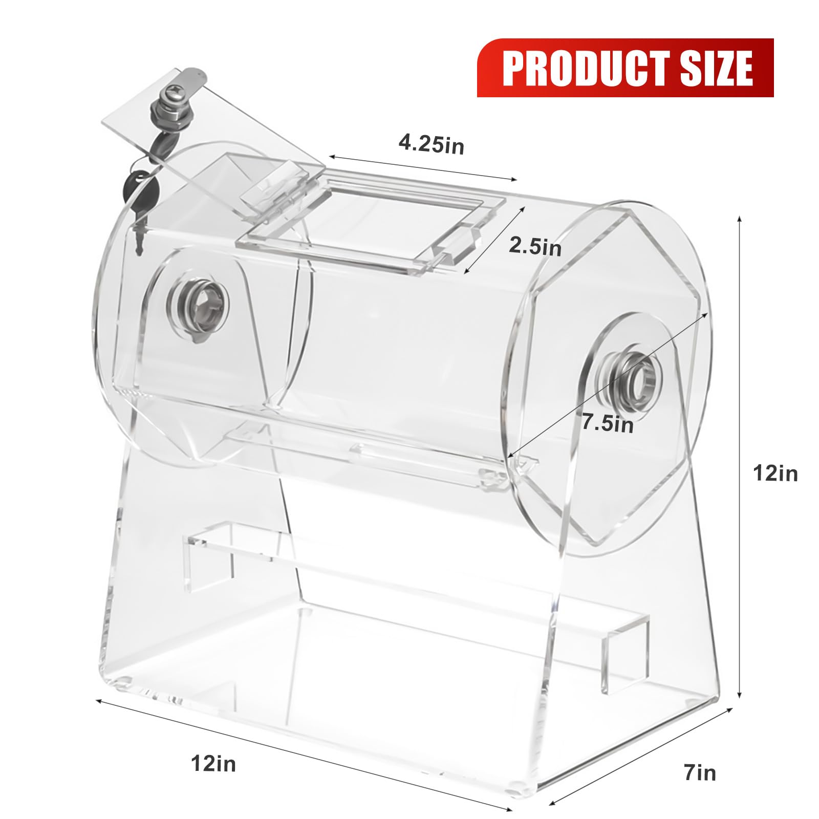 Acrylic Raffle Ticket Spinner Raffle Drum Drum, Clear Raffle Drum with ...