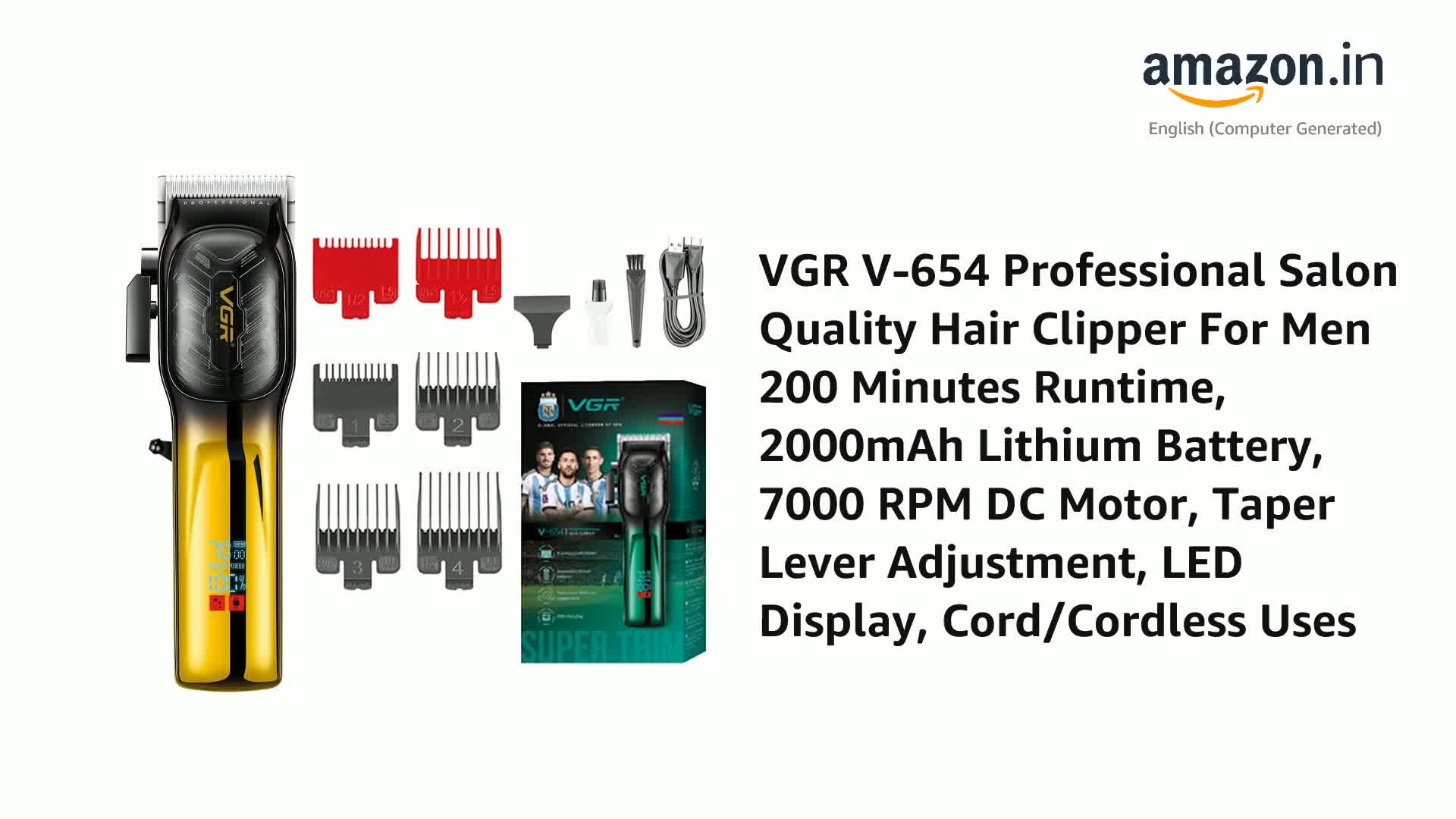 Watch VGR V-654 Professional Salon Quality Hair Clipper For Men 200 ...
