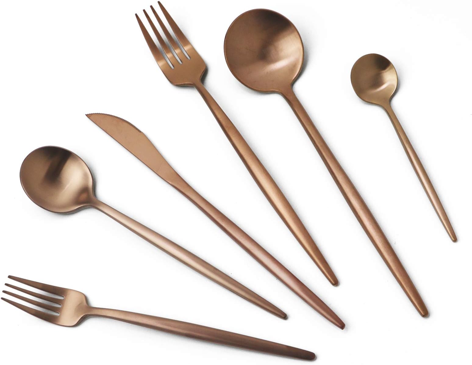 Amazon.com: Matte Copper Silverware Set, SHARECOOK 20-Piece Stainless ...