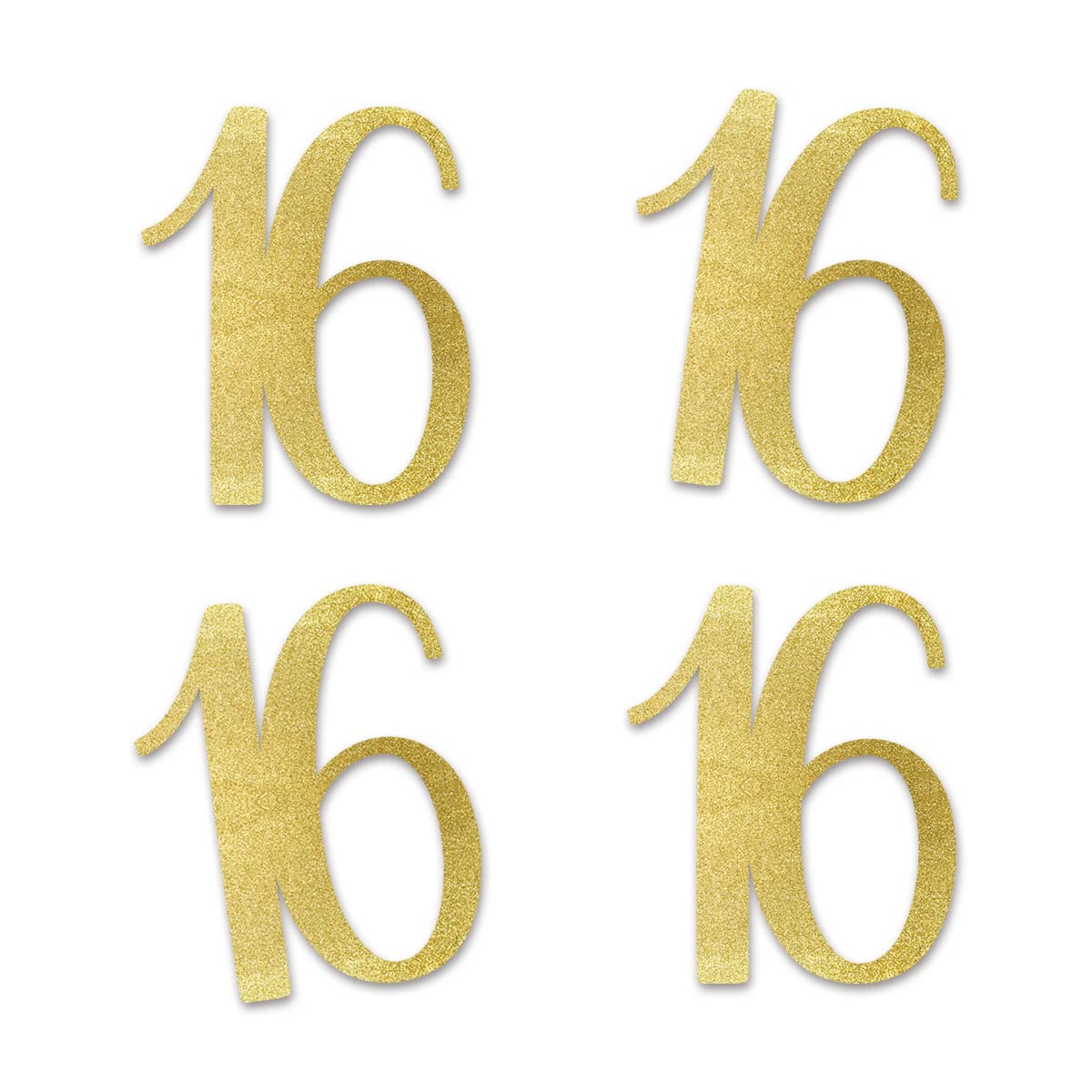 Amazon.com: Gold Glitter 16 Cut-Out Numbers, 16th Birthday Party ...