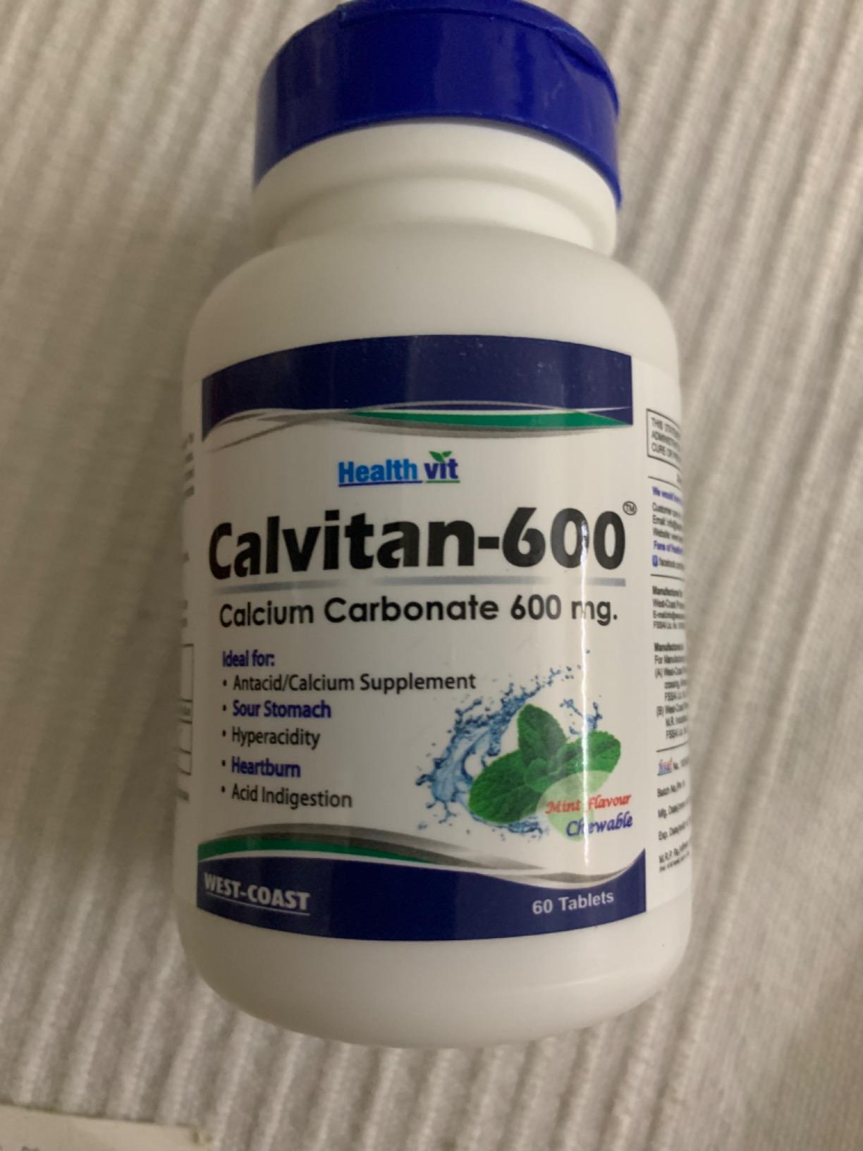 Healthvit Calvitan-600 Calcium Carbonate 400mg | Strengthens Bones ...