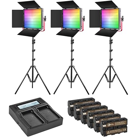 Amazon.com : 800D 40W Bi-Color RGB Studio Soft LED Panel 3-Light Kit ...