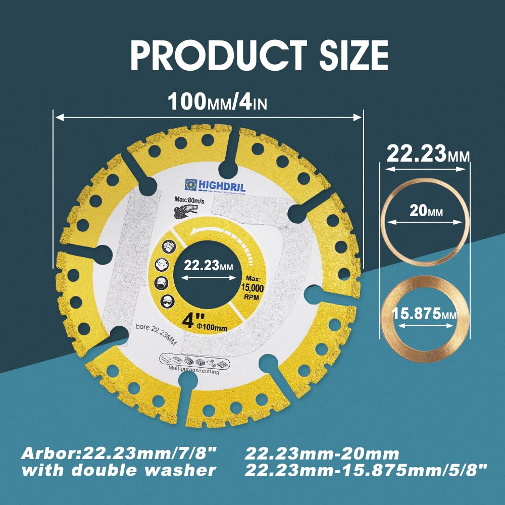 Snapklik.com : Diamond Metal Cutting Blade,2pcs 4 Inch/100mm Heavy Duty ...