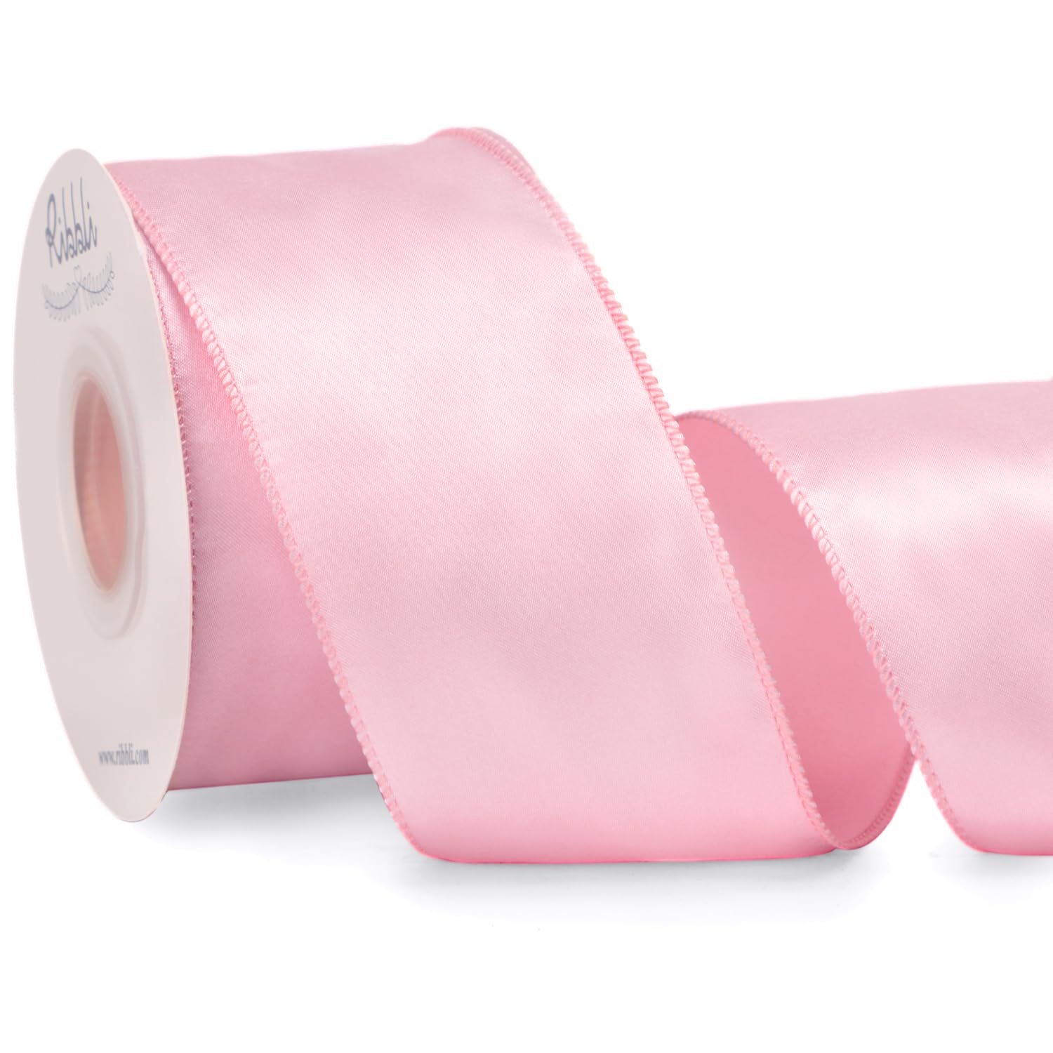 Amazon.com: Ribbli Light Pink Satin Wired Ribbon 2.5 Inch Pink ...