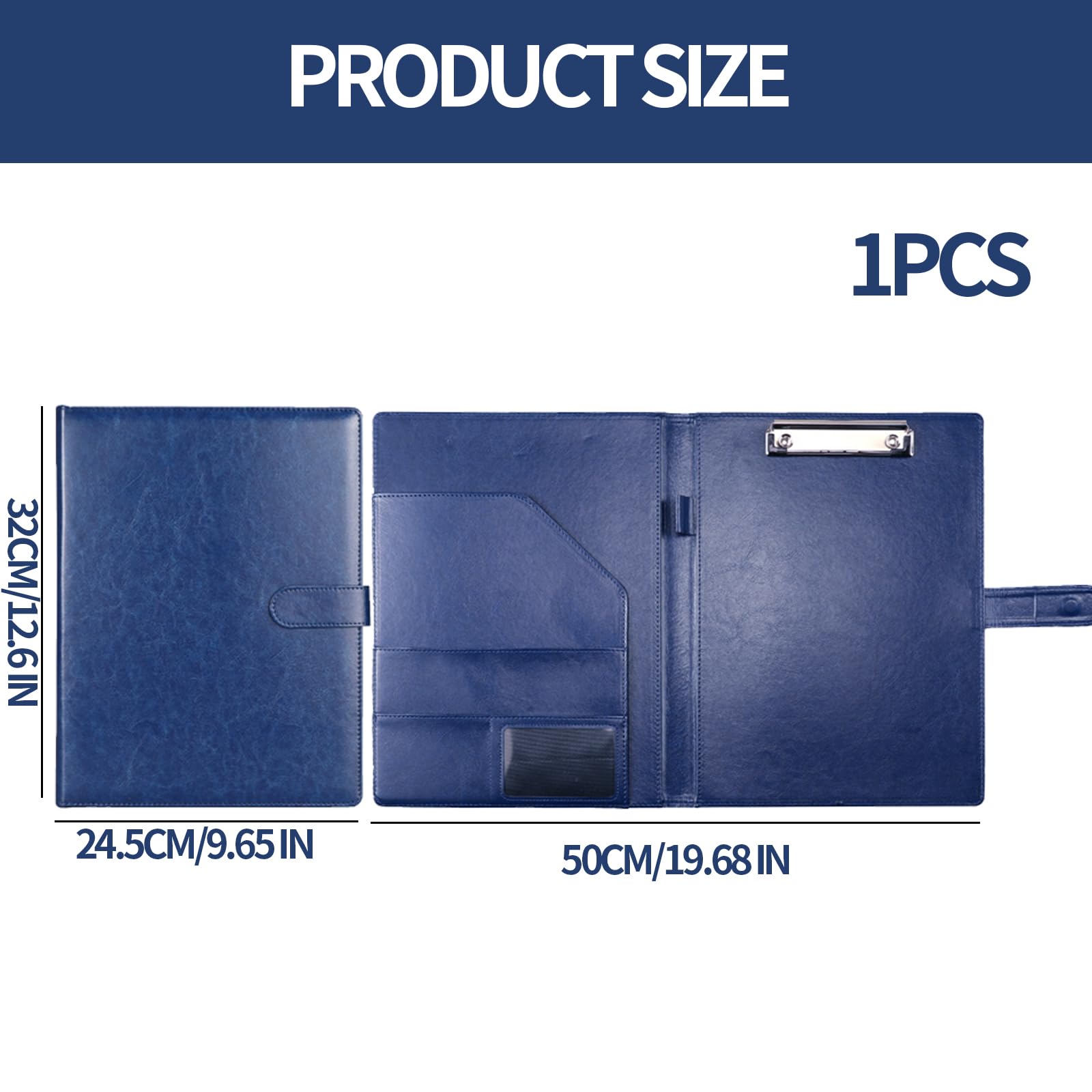 A4 Multi-Functional PU Leather Folder Padfolio Professional Business Office Paper Organizer with ...