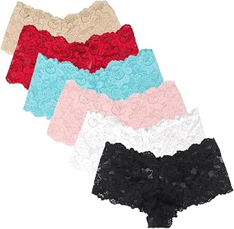 ohyeahqueen 6 Pack Women's Lace Underwear Plus Size Boyshort Panties ...