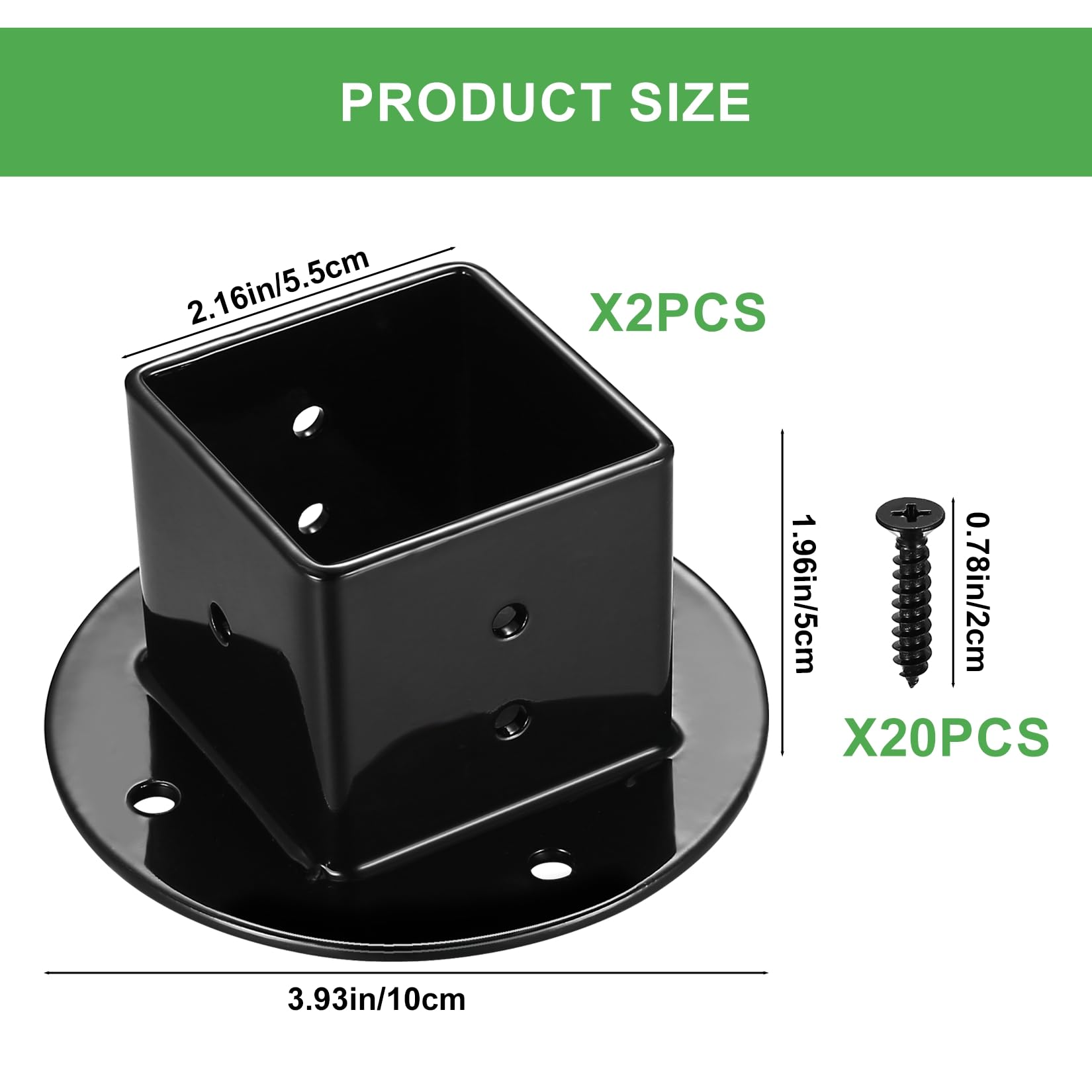 Snapklik.com : 2pcs Floor Flange Post Base, 2x2 Post Anchor Heavy Duty ...