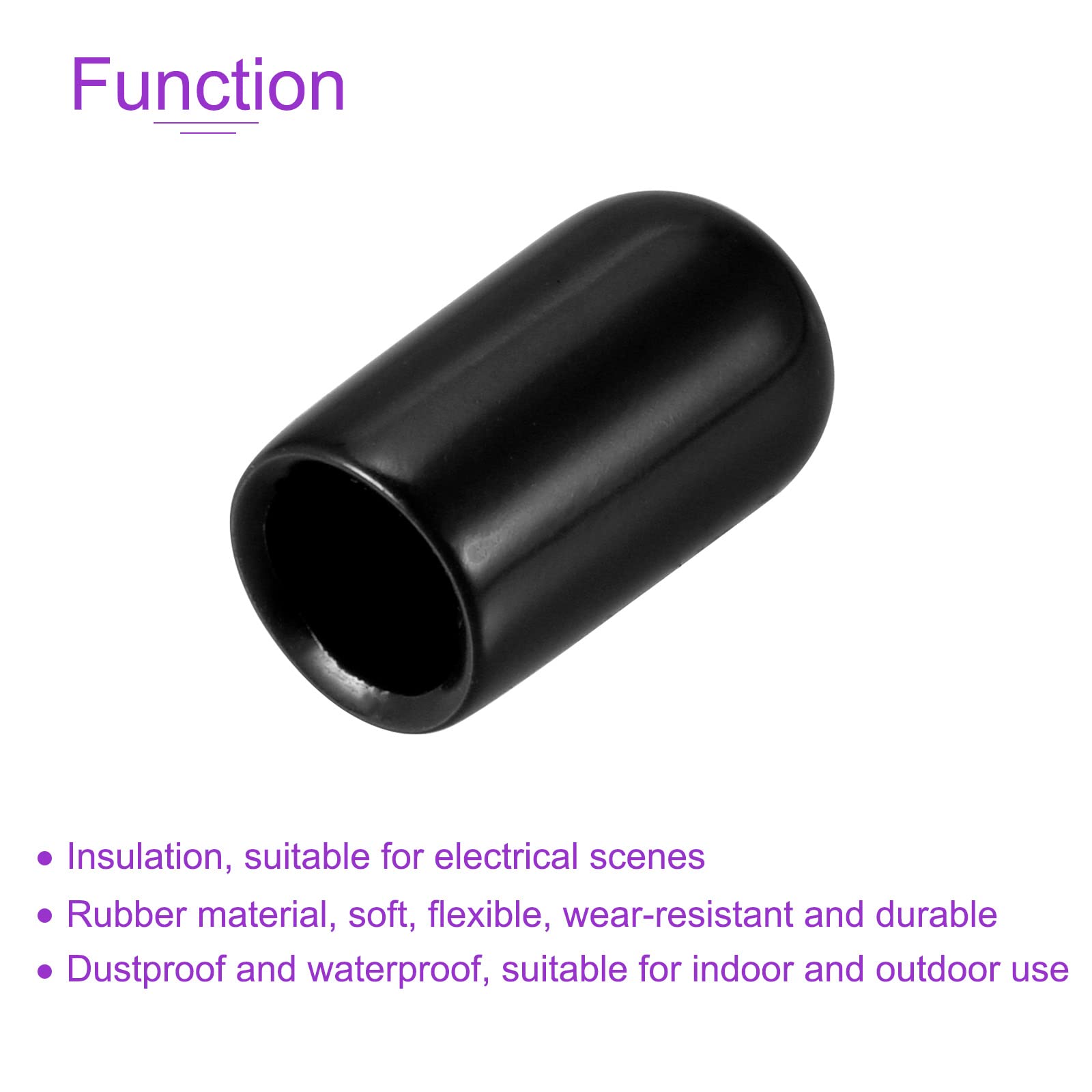 Snapklik.com : 50 Pack 1/4" ID Black Screw Thread Protectors Rubber End ...