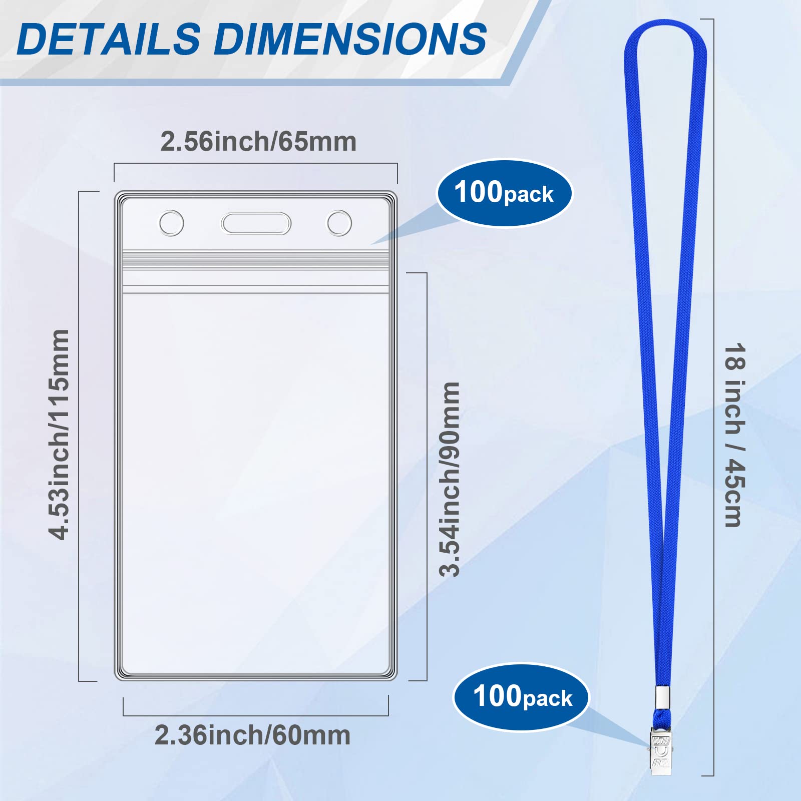 Snapklik.com : 100 Sets Lanyards For Id Badges And Clear Plastic ...