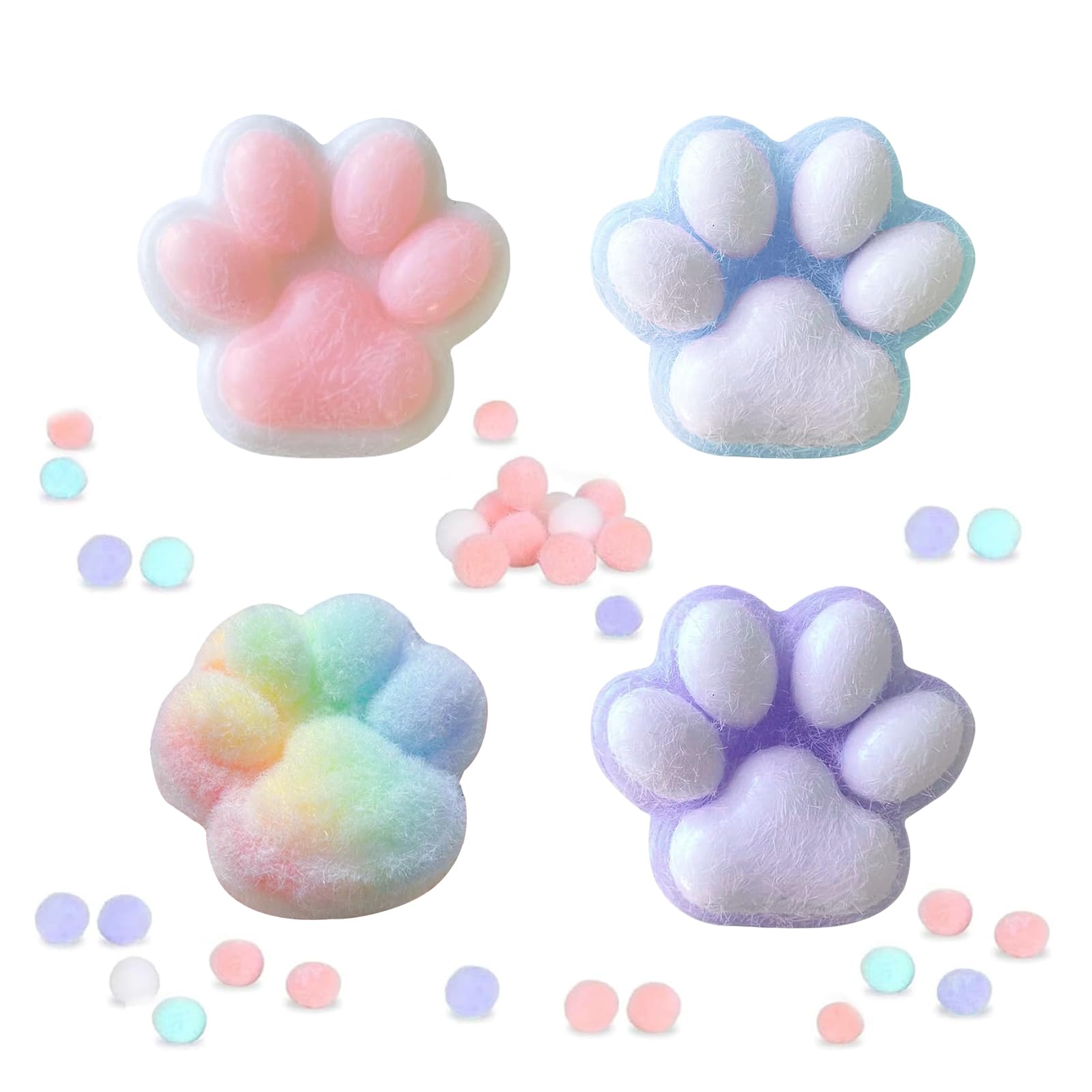 GUTERTOP Pack of 4 Cat Paw Squishy Toy, Squishy Paw, Cute Soft Cat Paws ...