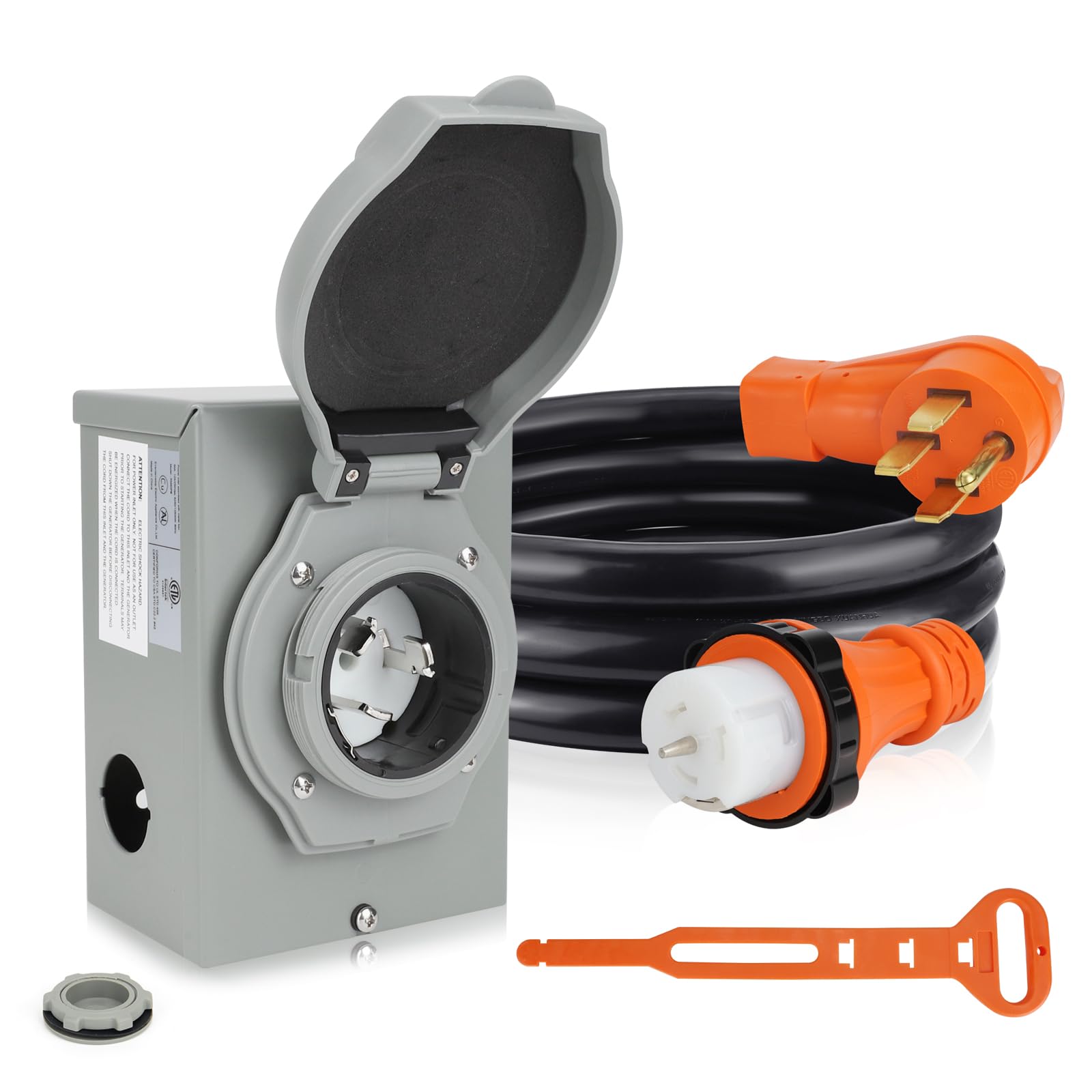 Amazon.com: TIPHOPE 50Amp Generator Cord 10FT and Power Inlet Box,125 ...