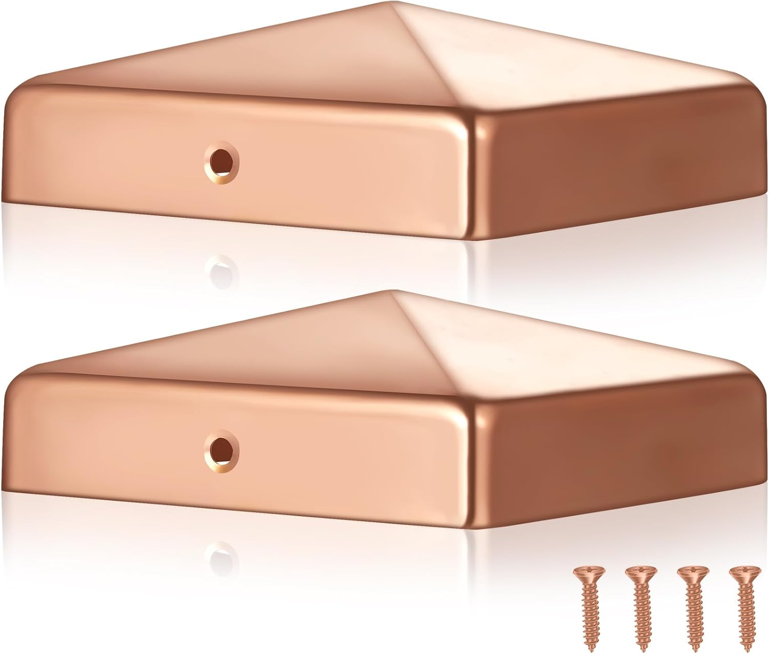 Tandefio 2 Pcs 4x4'' (Actual 3.5x3.5'') Solid Copper Post Caps Fence ...