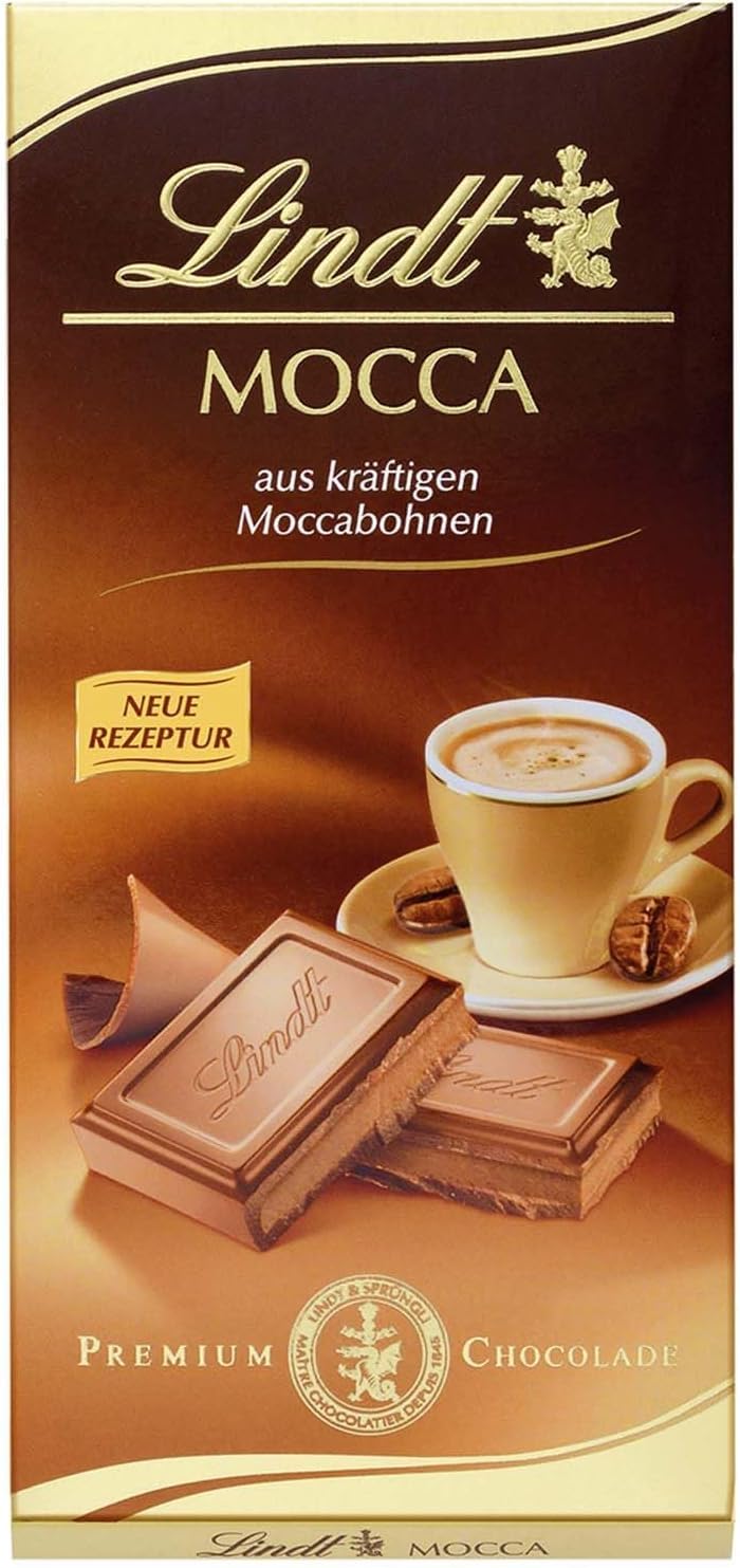 Lindts Mocca Premium Chocolate Bar Coffee Flavoured Milk Chocolate 100 ...
