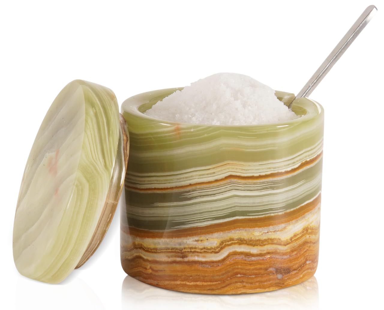 Amazon.com: SPESHSTONES Marble Salt Cellar With Lid And Spoon 3 ...
