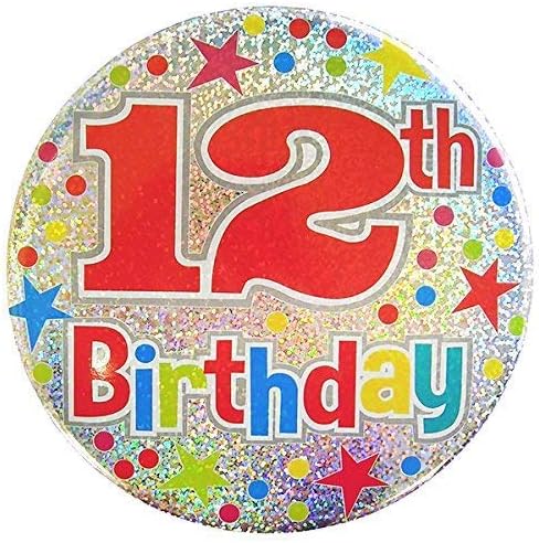 Age 12 / 12th Birthday Holographic Big Birthday Badge : Amazon.co.uk ...