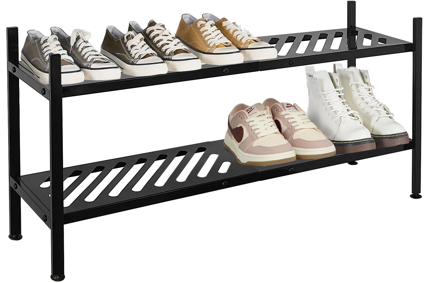 Amazon.com: Nijoam Shoe Rack for Closet, 2-Tier FreeStanding Shoe Shelf ...