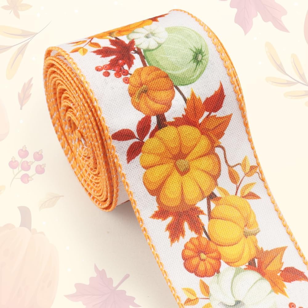 Amazon.com: Fall Fabric Ribbons Thanksgiving Decor Ribbons Autumn Brown ...