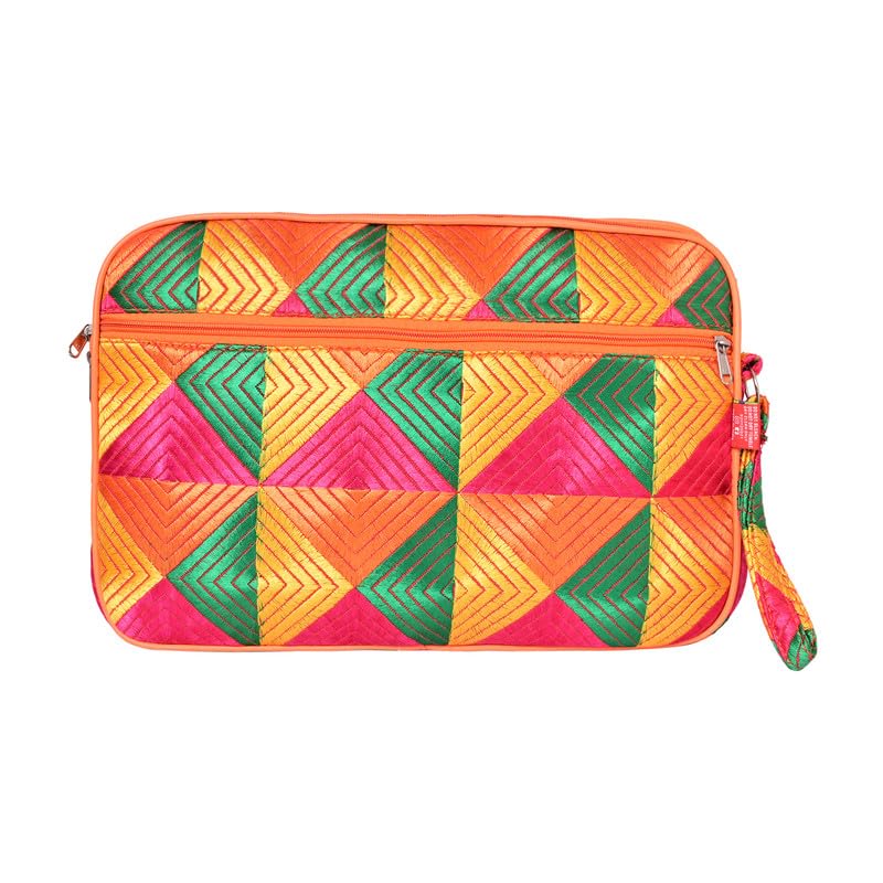 PASSION PHULKARI Multicolor Khadi 16 inch Phulkari Paded Laptop Sleeve ...
