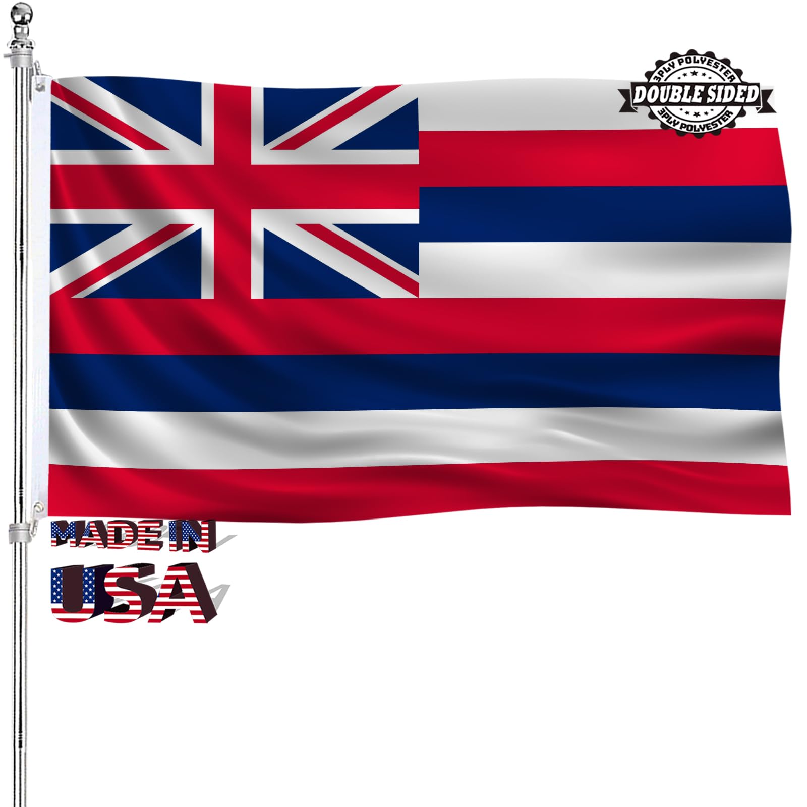 Amazon.com : Hawaiian Flag 4x6 Outdoor Double Sided Hawaii HI State ...