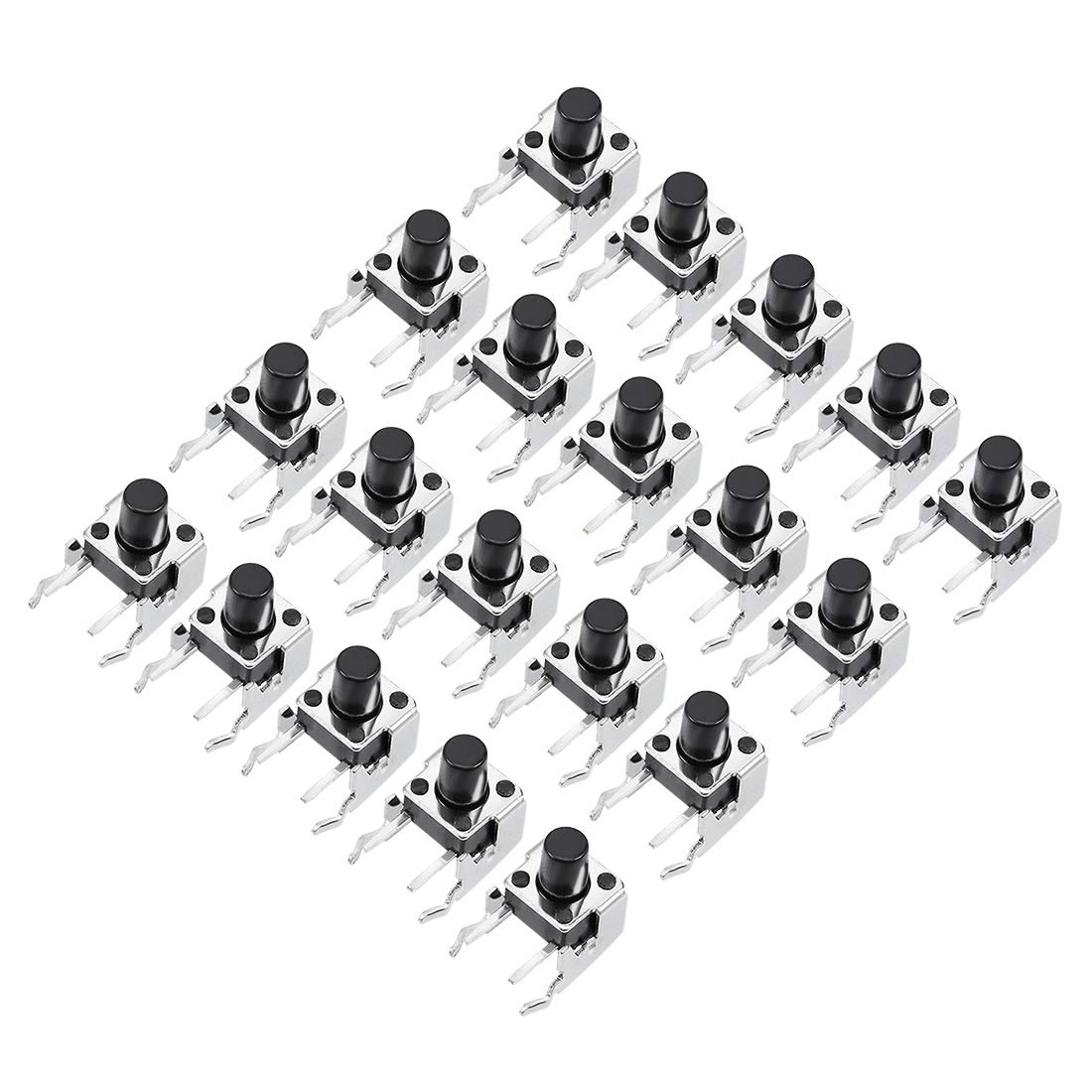 uxcell 20Pcs 2 Pin 6x6x8 Panel PCB Momentary Tactile Tact Push Button ...