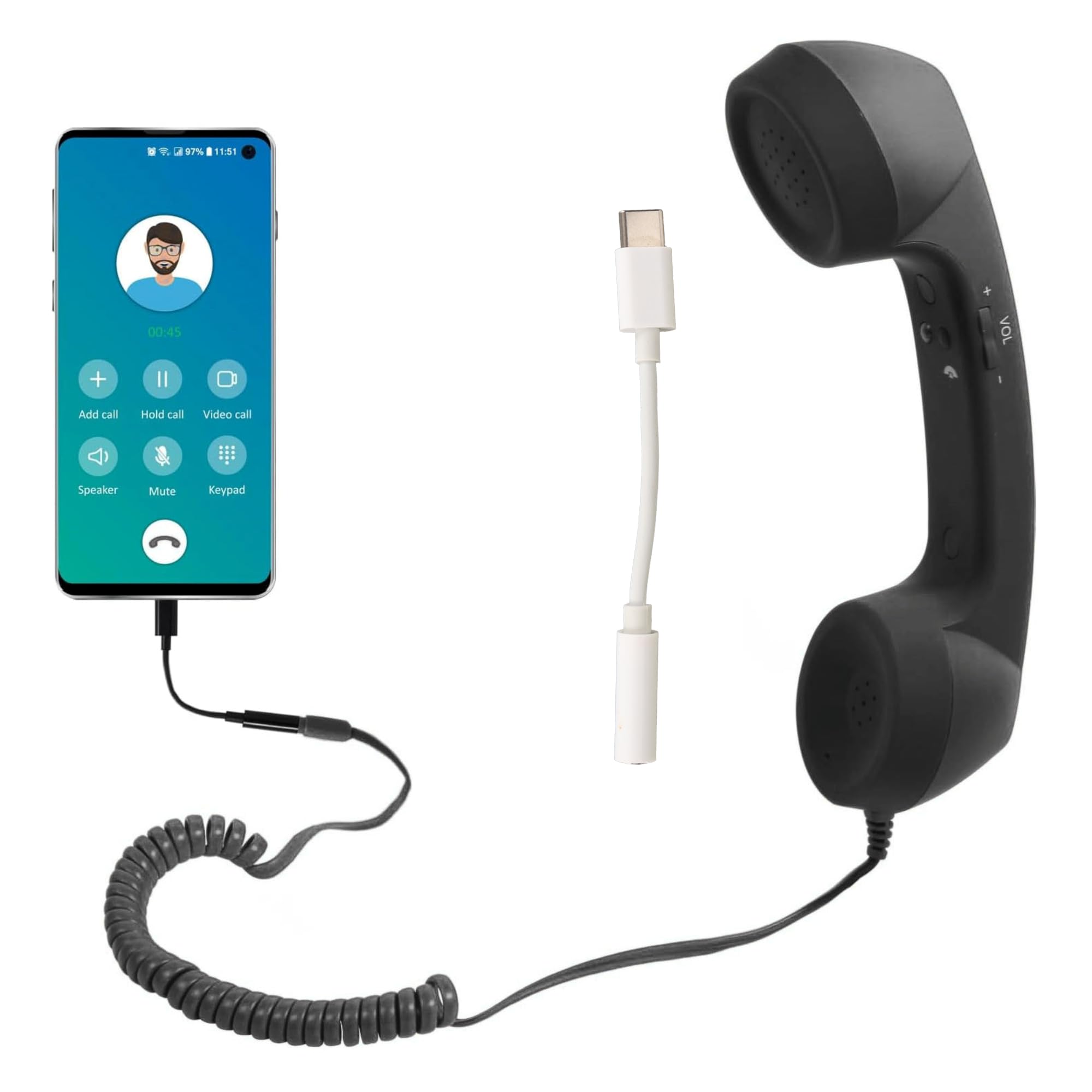 Vintage Retro Telephone Handset, Radiation Proof Cell Phone Receiver ...