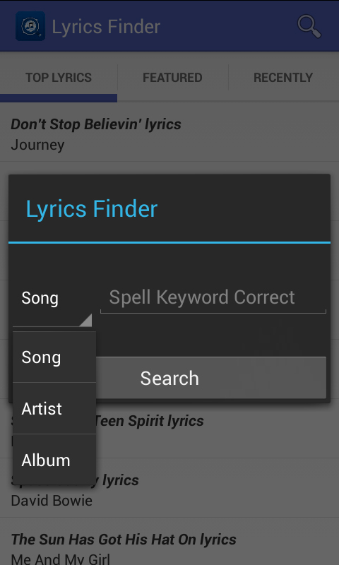 Lyrics Finder:Amazon.co.uk:Appstore for Android